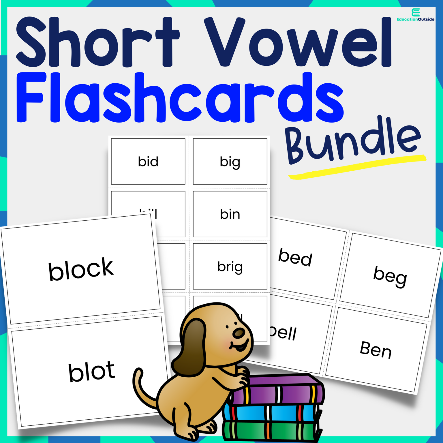 Short Vowel Flashcard Packet (a, e, i, o, u) - 3 Sizes Included!