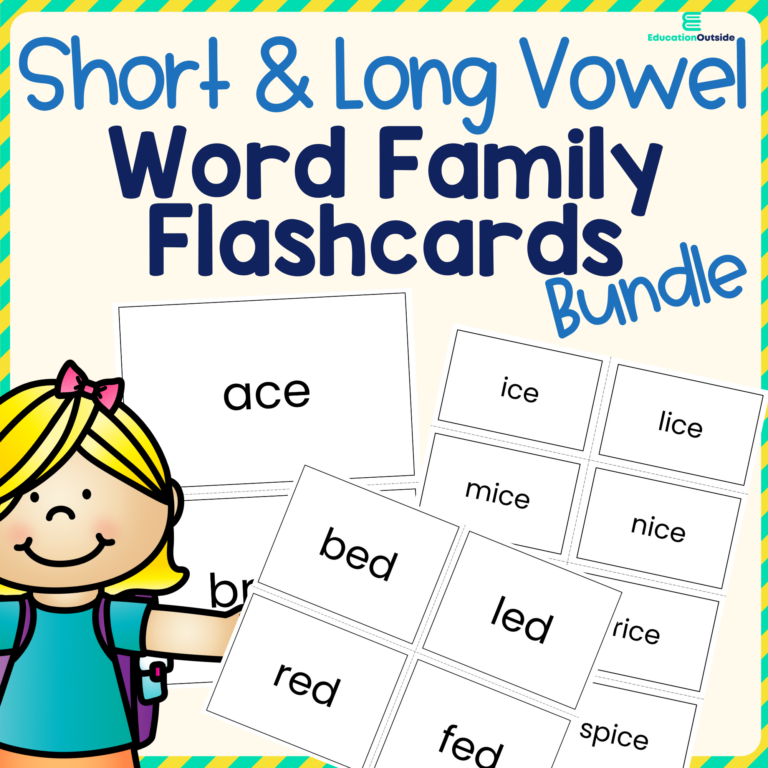 Short & Long Vowel Word Family Flashcard Packet - 3 Sizes Included - No ...