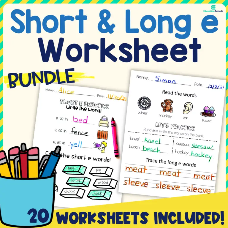 Short & Long e Worksheet Packet - 20 Worksheets Included!