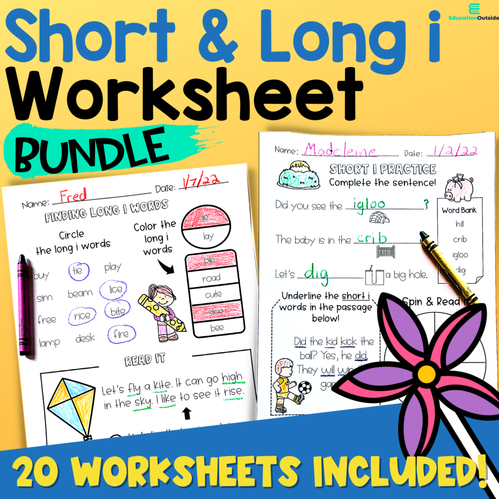 Short & Long i Worksheet Packet - 20 Worksheets Included!