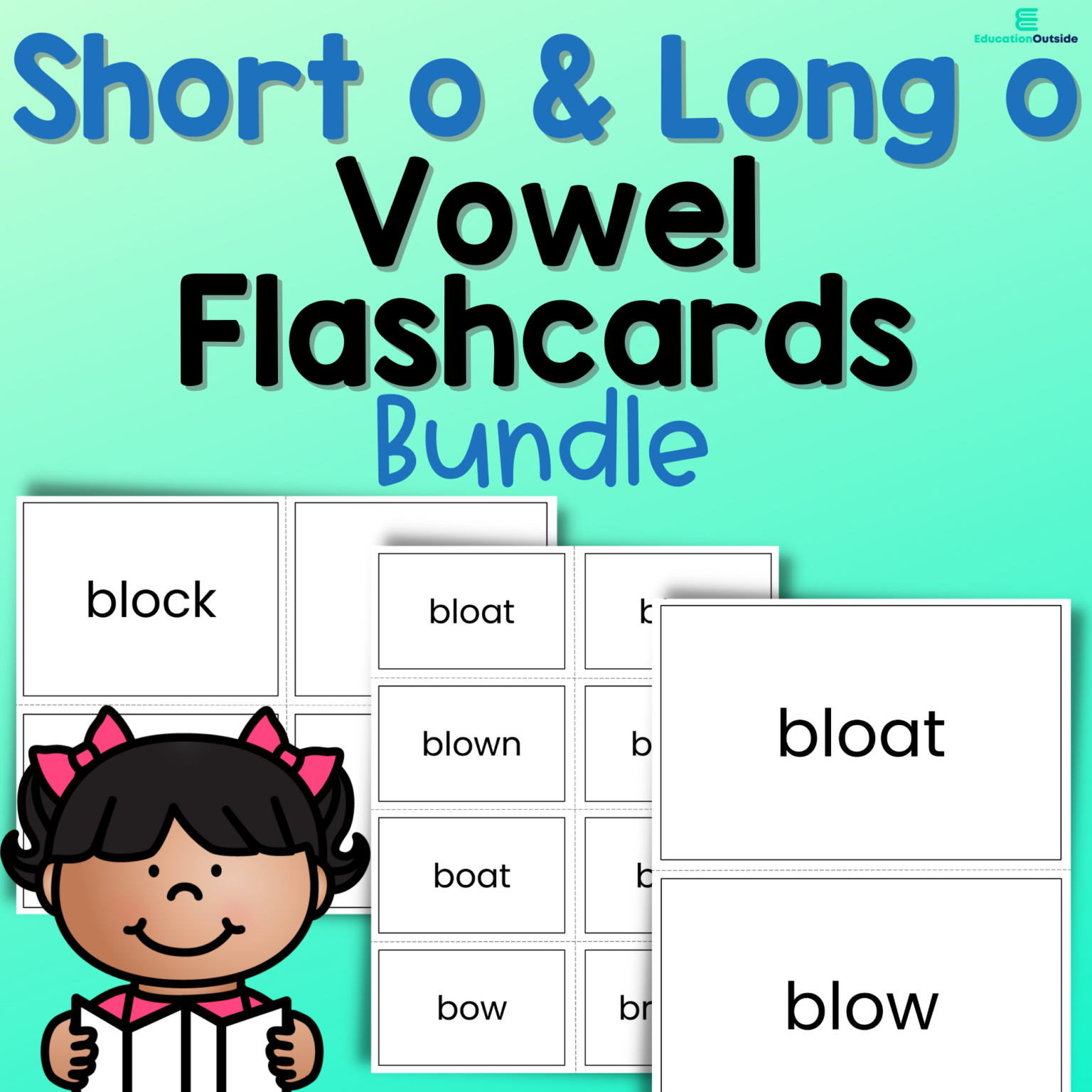Short o & Long o Vowel Flashcard Packet - 3 Sizes Included!