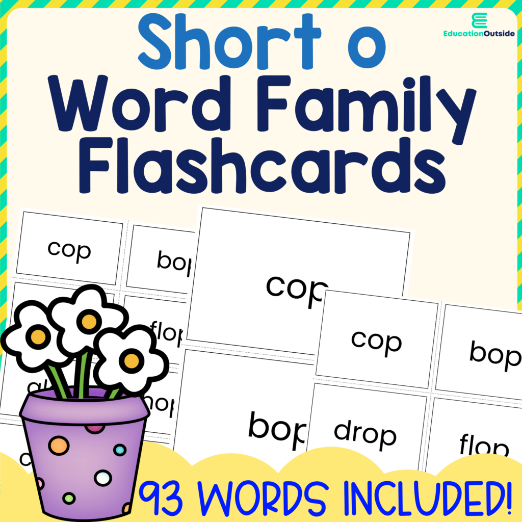Short o Word Family Flashcards (-op, -ot, -ock, -ox, -od, -og) - 3 ...