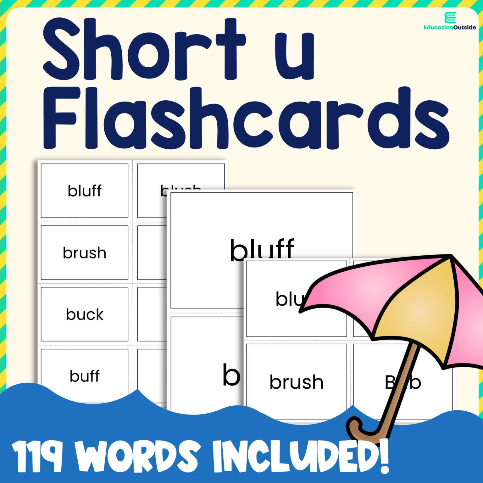Short u Flashcards - 3 Sizes Included!