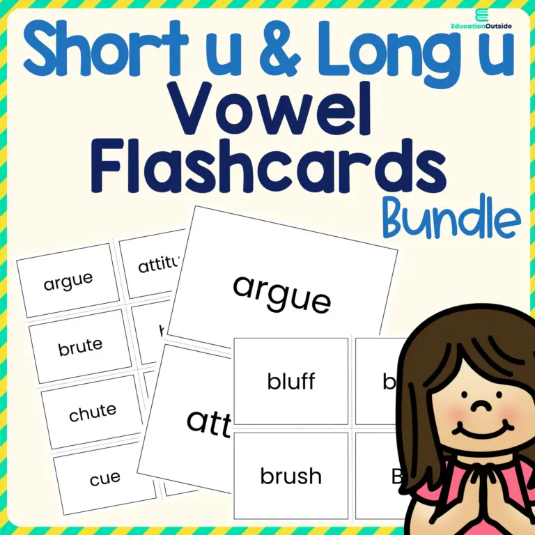 Short u & Long u Vowel Flashcard Packet - 3 Sizes Included!