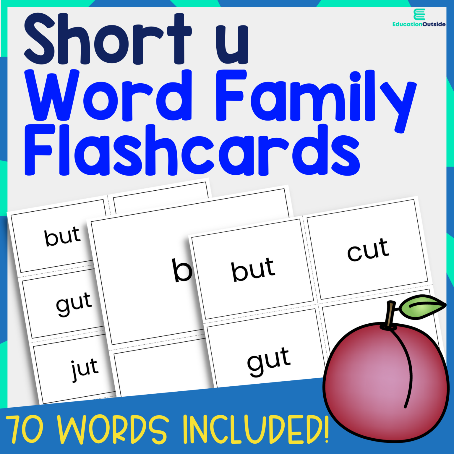 Short u Word Family Flashcards (-ut, -ug, -uck, -ush, -ub) - 3 Sizes ...