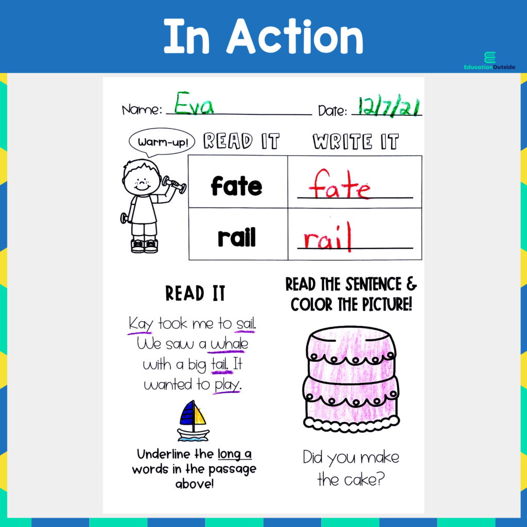 Long a Worksheets - Color and B&W Versions Included!