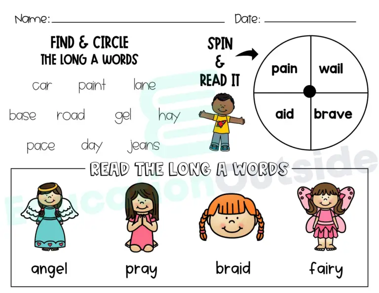 Long a Worksheets - Color and B&W Versions Included!