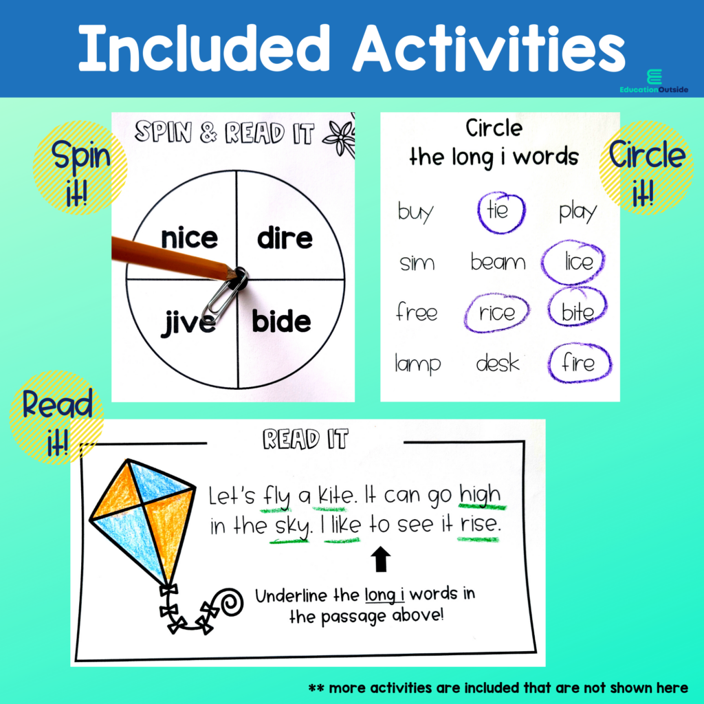 Long i Worksheets - Color and B&W Versions Included!