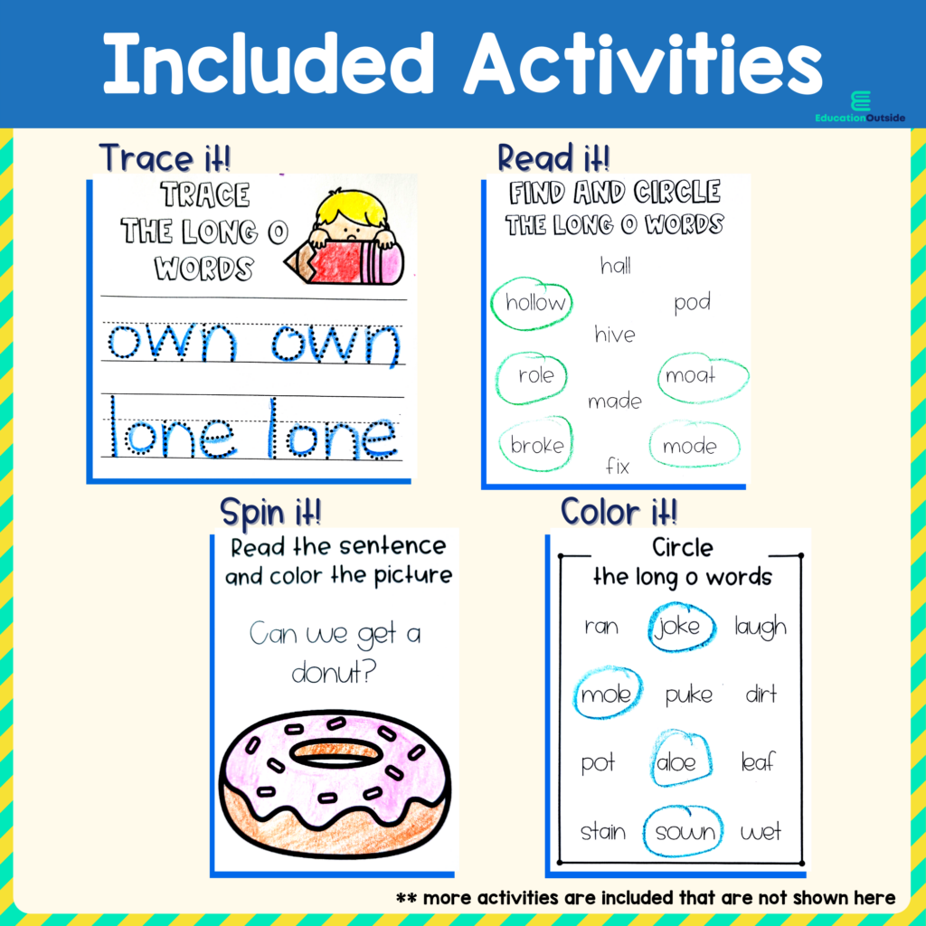 Long o Worksheets - Color and B&W Versions Included!