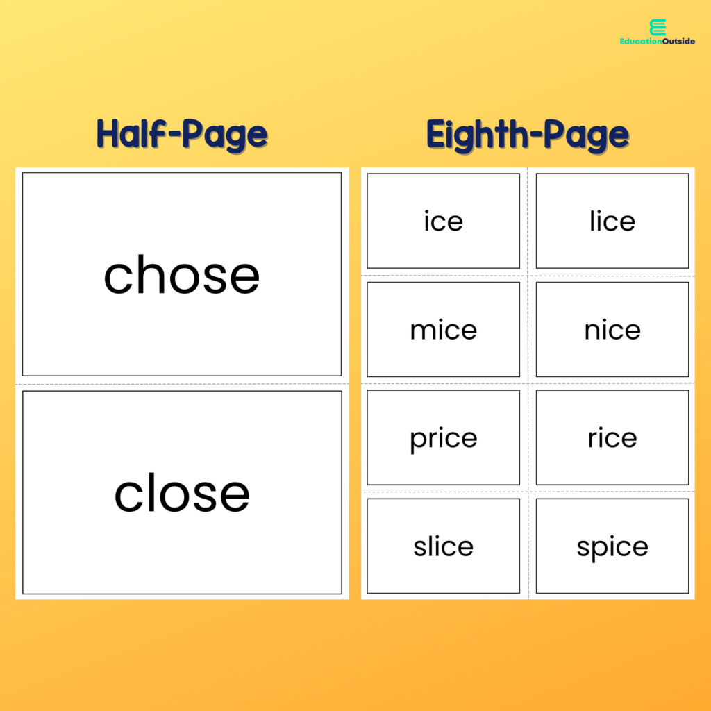 Long Vowel Word Family Flashcard Packet - 3 Sizes Included - No Prep!