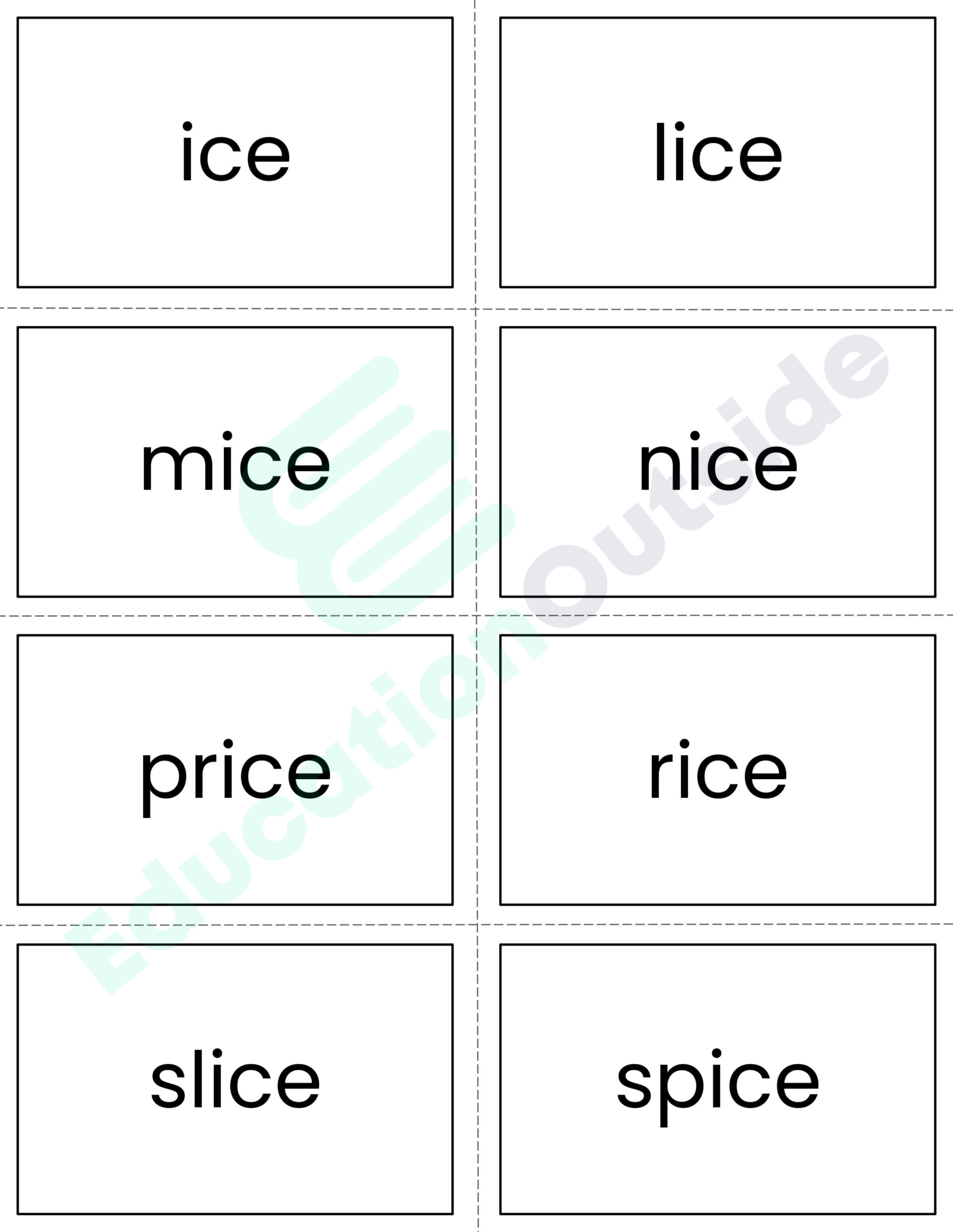 Long Vowel Word Family Flashcard Packet - 3 Sizes Included - No Prep!