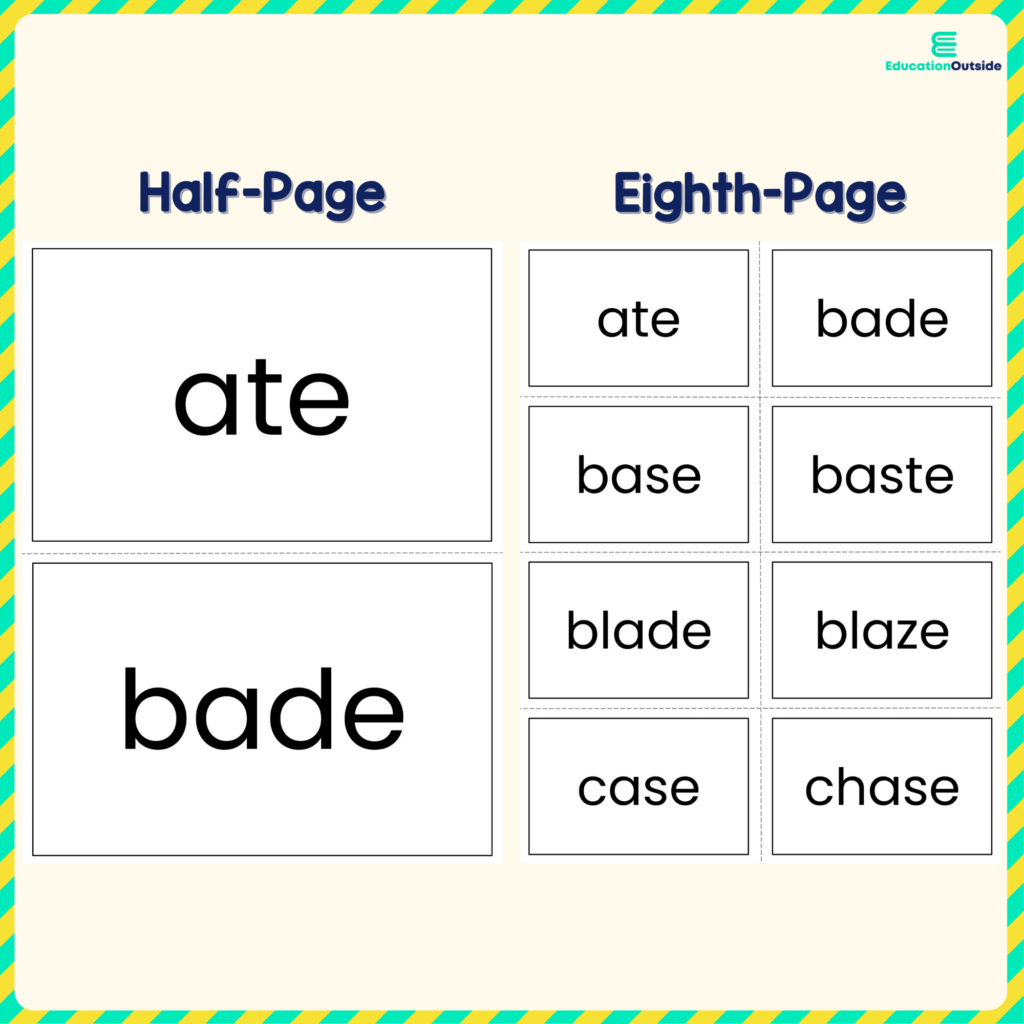 Long a / Silent e Flashcards - 3 Sizes Included - No Prep!