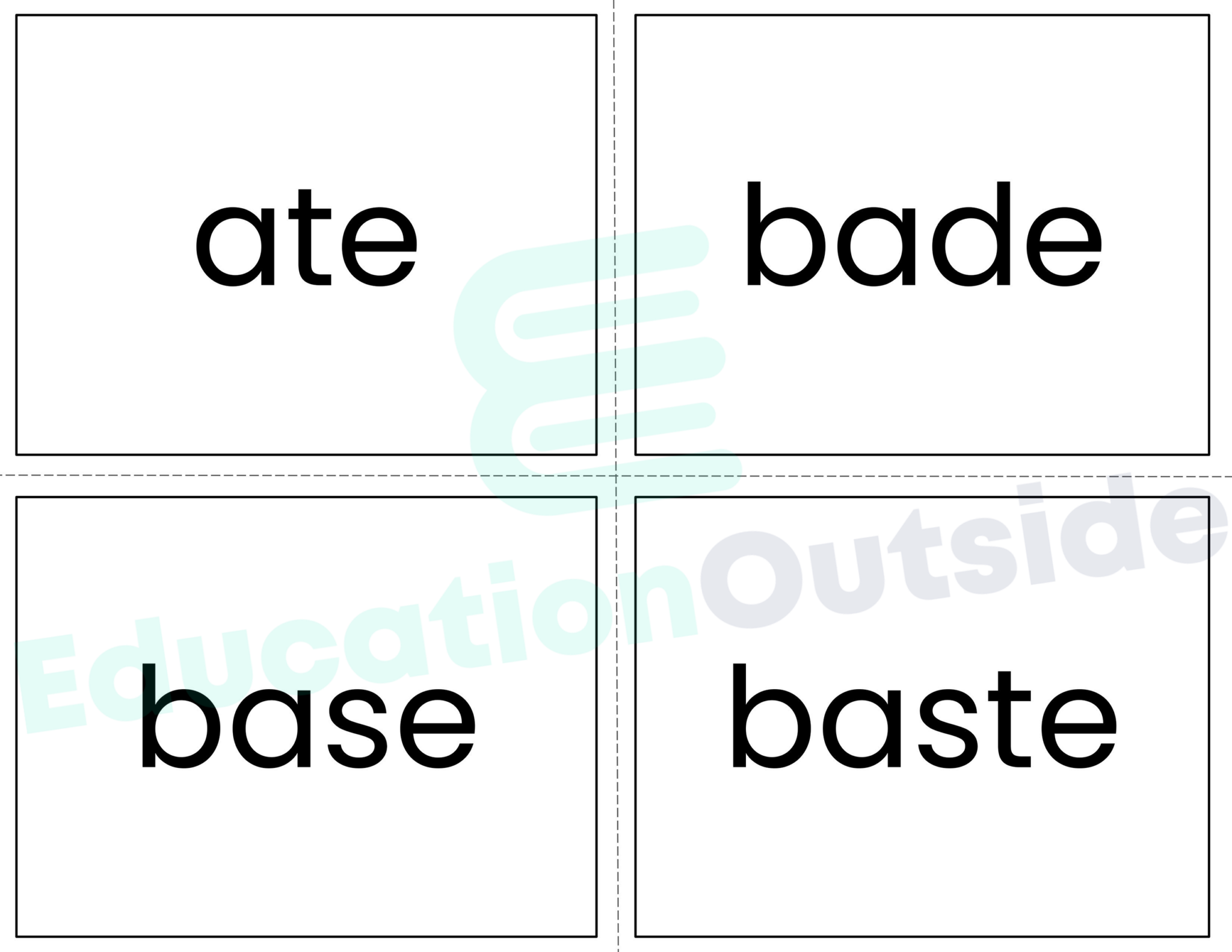 Long a / Silent e Flashcards - 3 Sizes Included - No Prep!