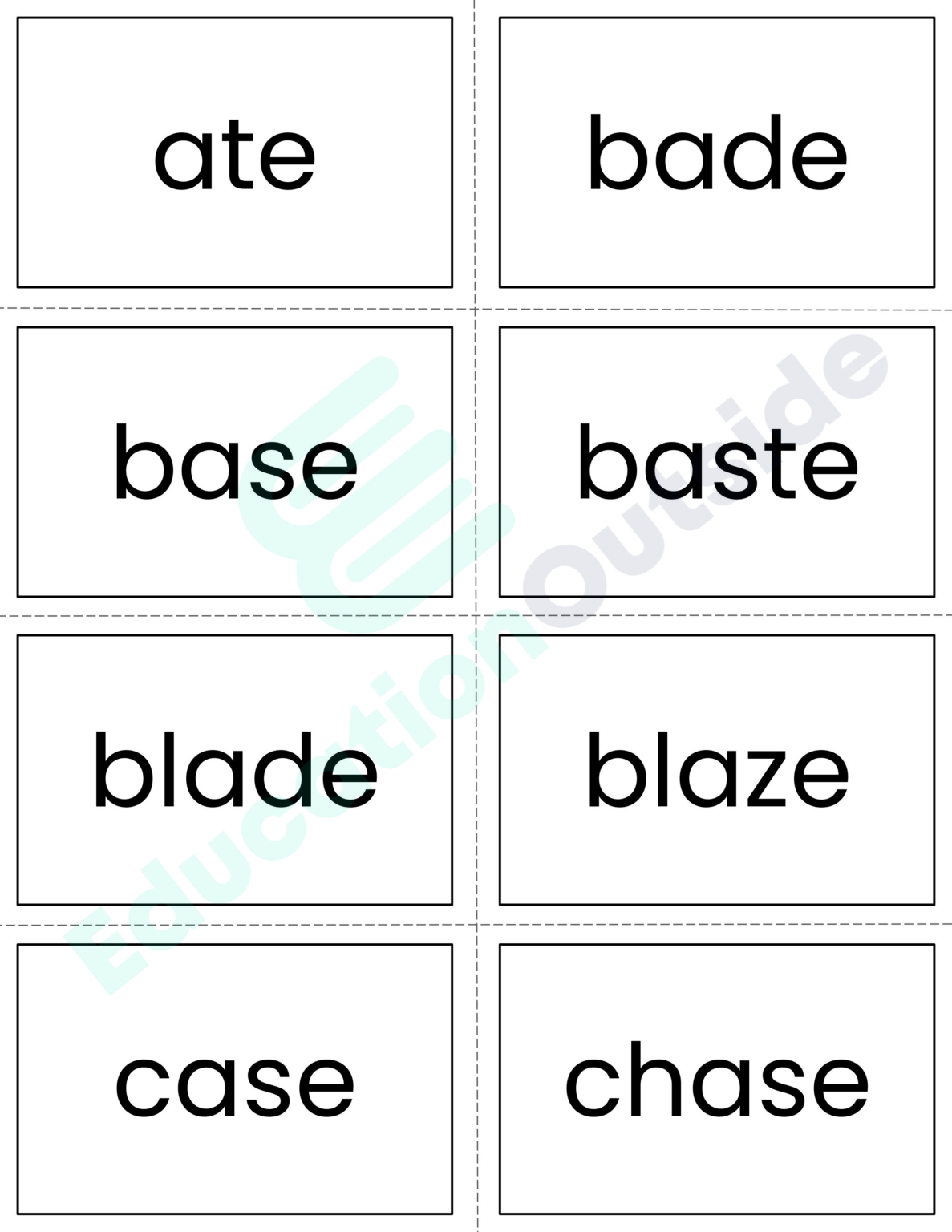 Long a / Silent e Flashcards - 3 Sizes Included - No Prep!