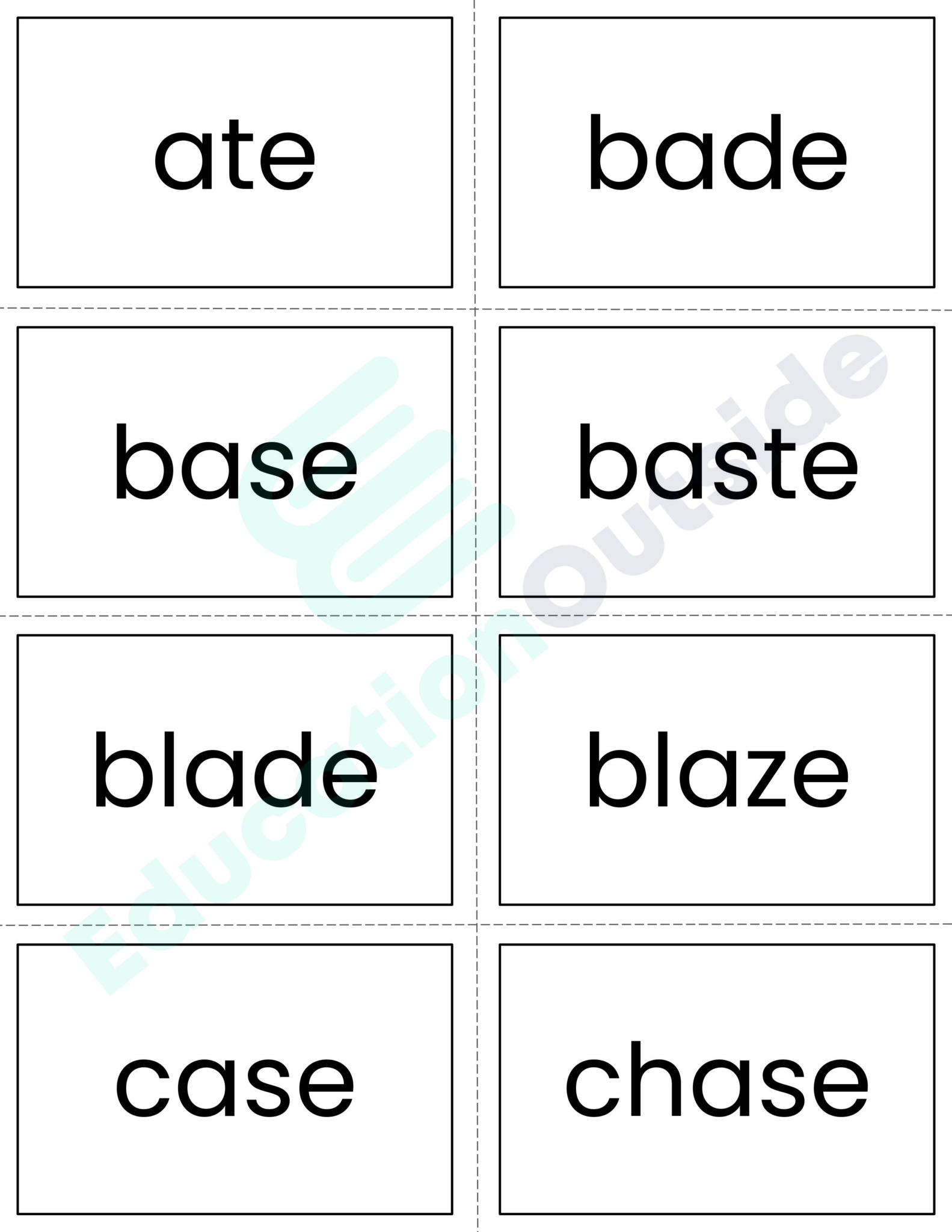 Long a / Silent e Flashcards - 3 Sizes Included - No Prep!