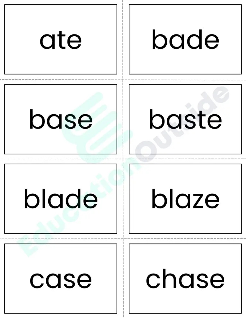 Long a / Silent e Flashcards - 3 Sizes Included - No Prep!