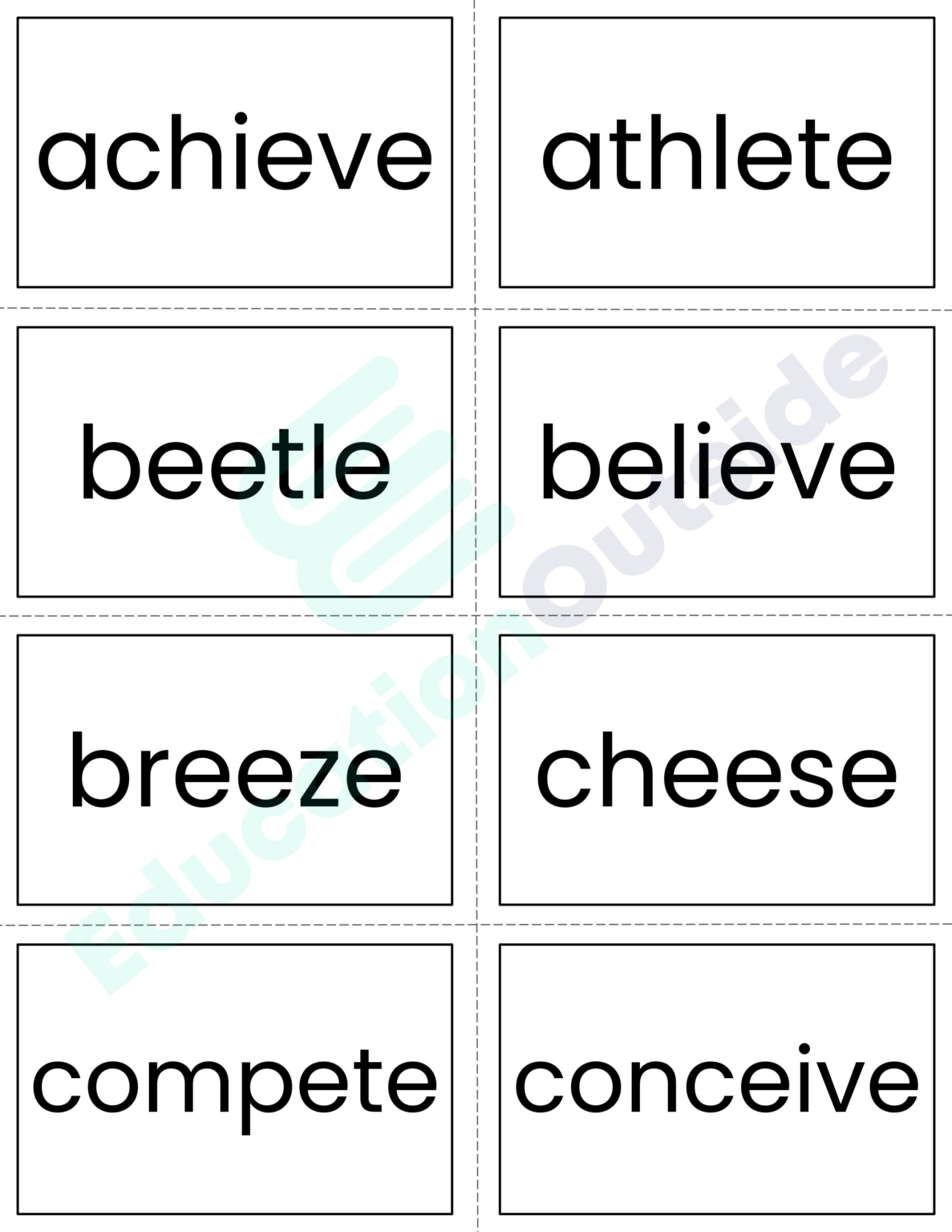 Long e / Silent e Flashcards - 3 Sizes Included - No Prep!