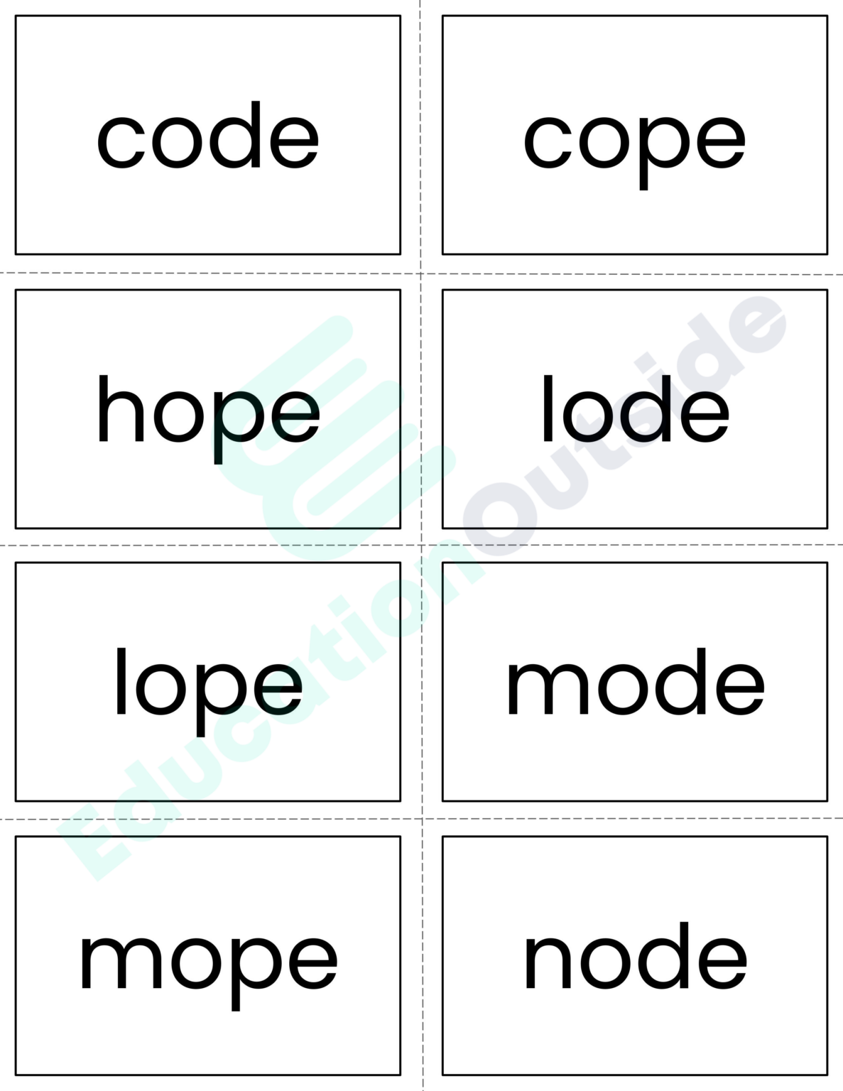 Long o / Silent e Flashcards - 3 Sizes Included - No Prep!