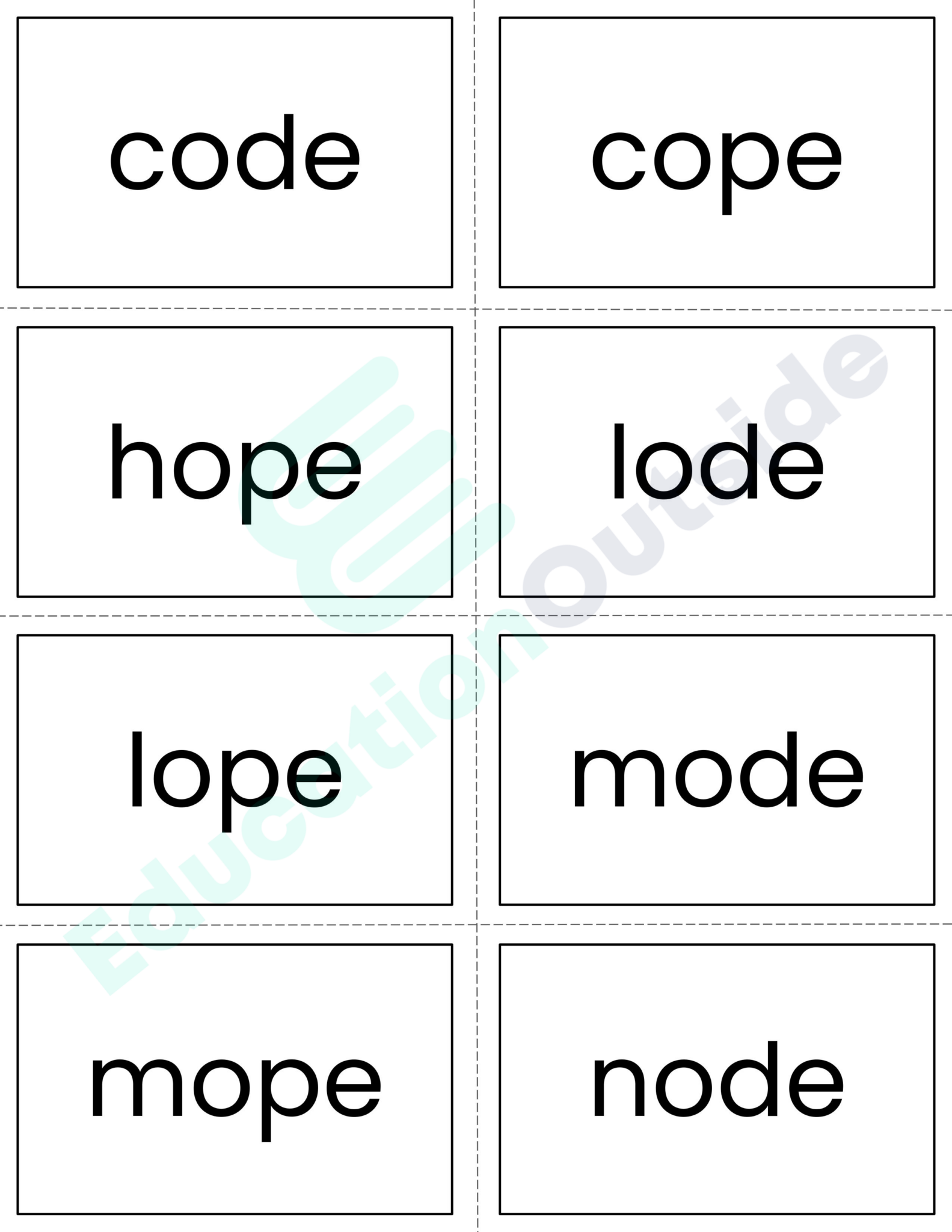 Long o / Silent e Flashcards - 3 Sizes Included - No Prep!