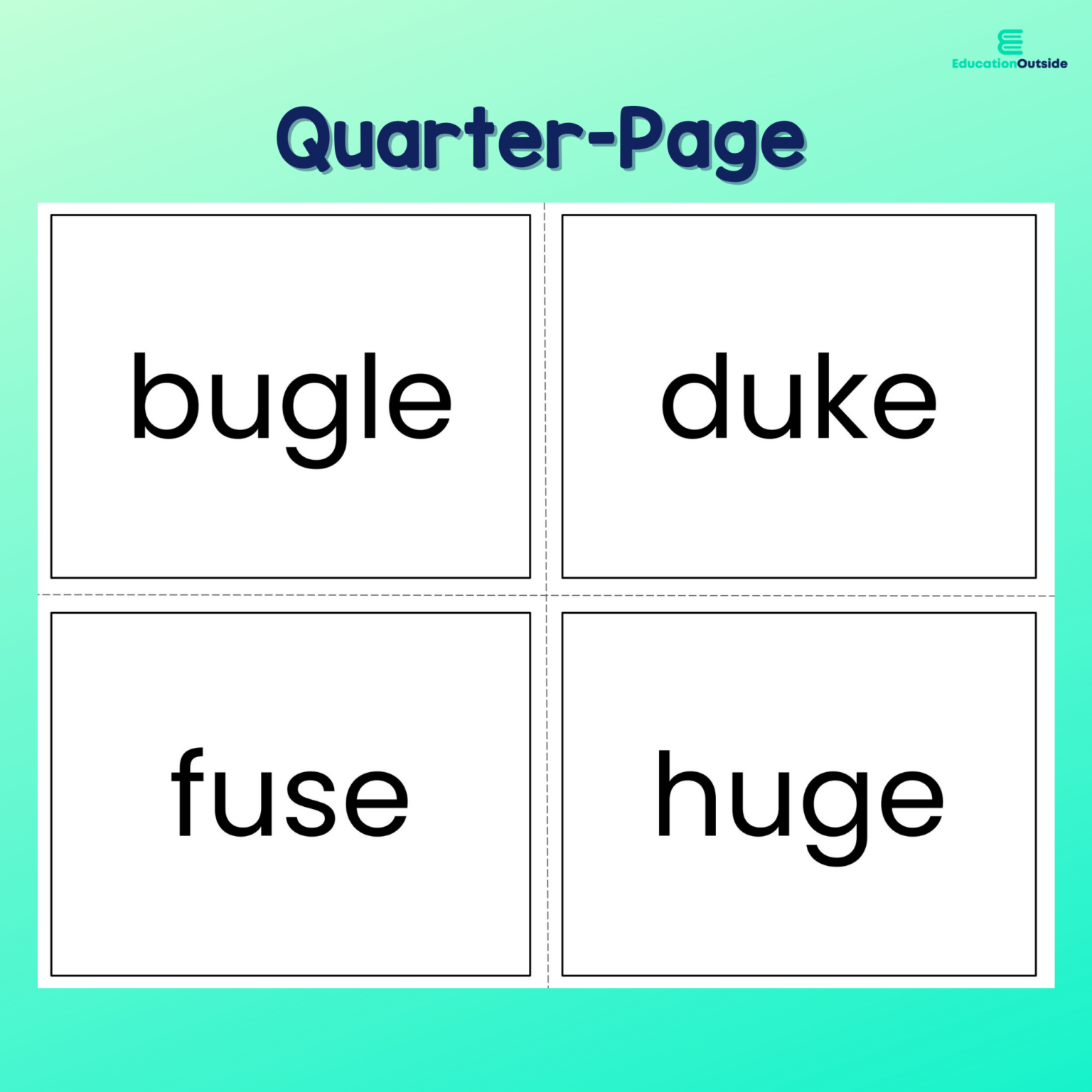 Long u / Silent e Flashcards - 3 Sizes Included - No Prep!