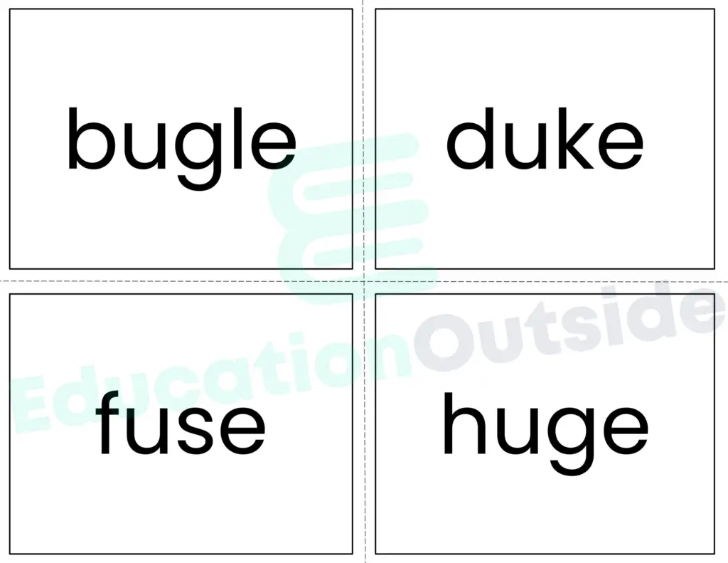 Long u / Silent e Flashcards - 3 Sizes Included - No Prep!