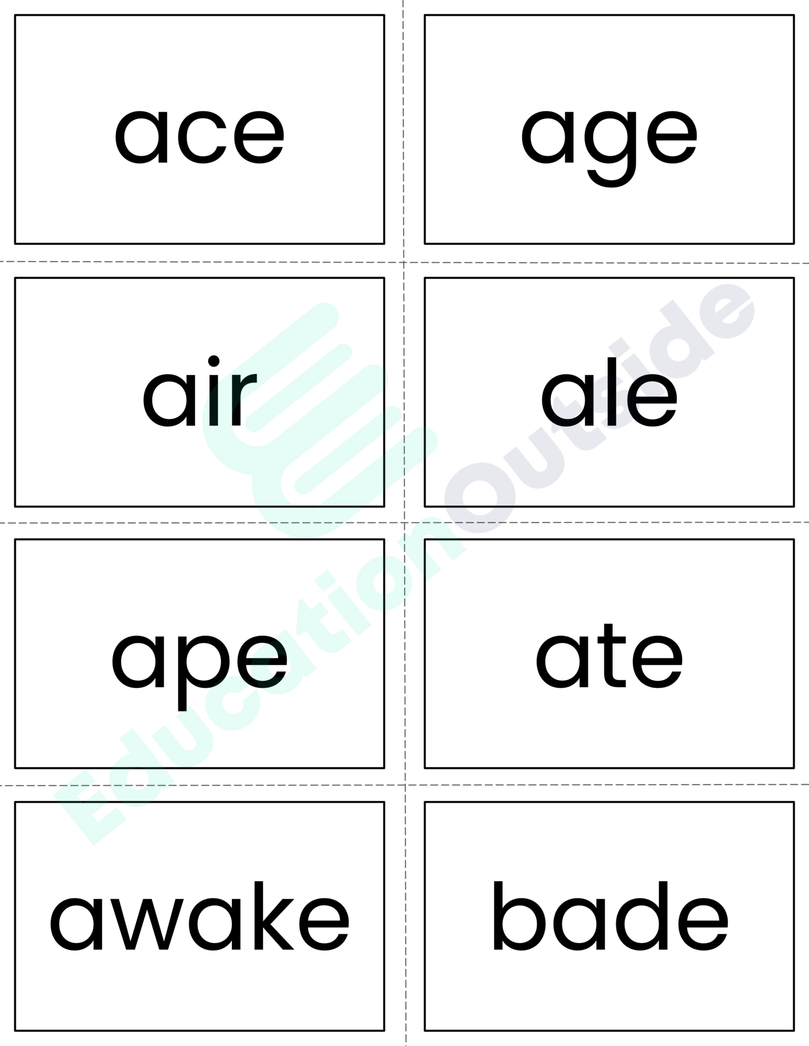 Long a Flashcards - No Prep - Print and Practice