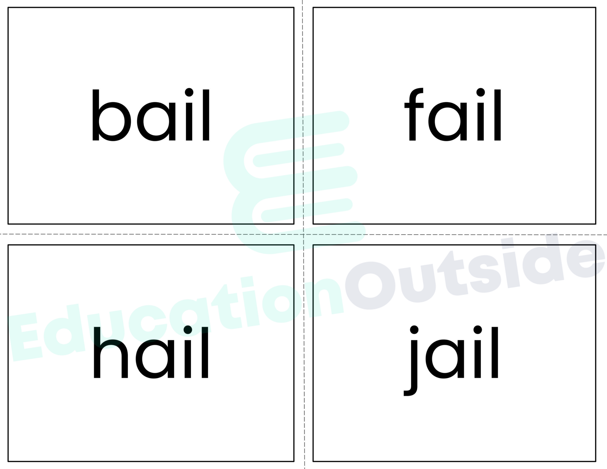 Long a Vowel Teams Flashcards - 3 Sizes Included - No Prep!