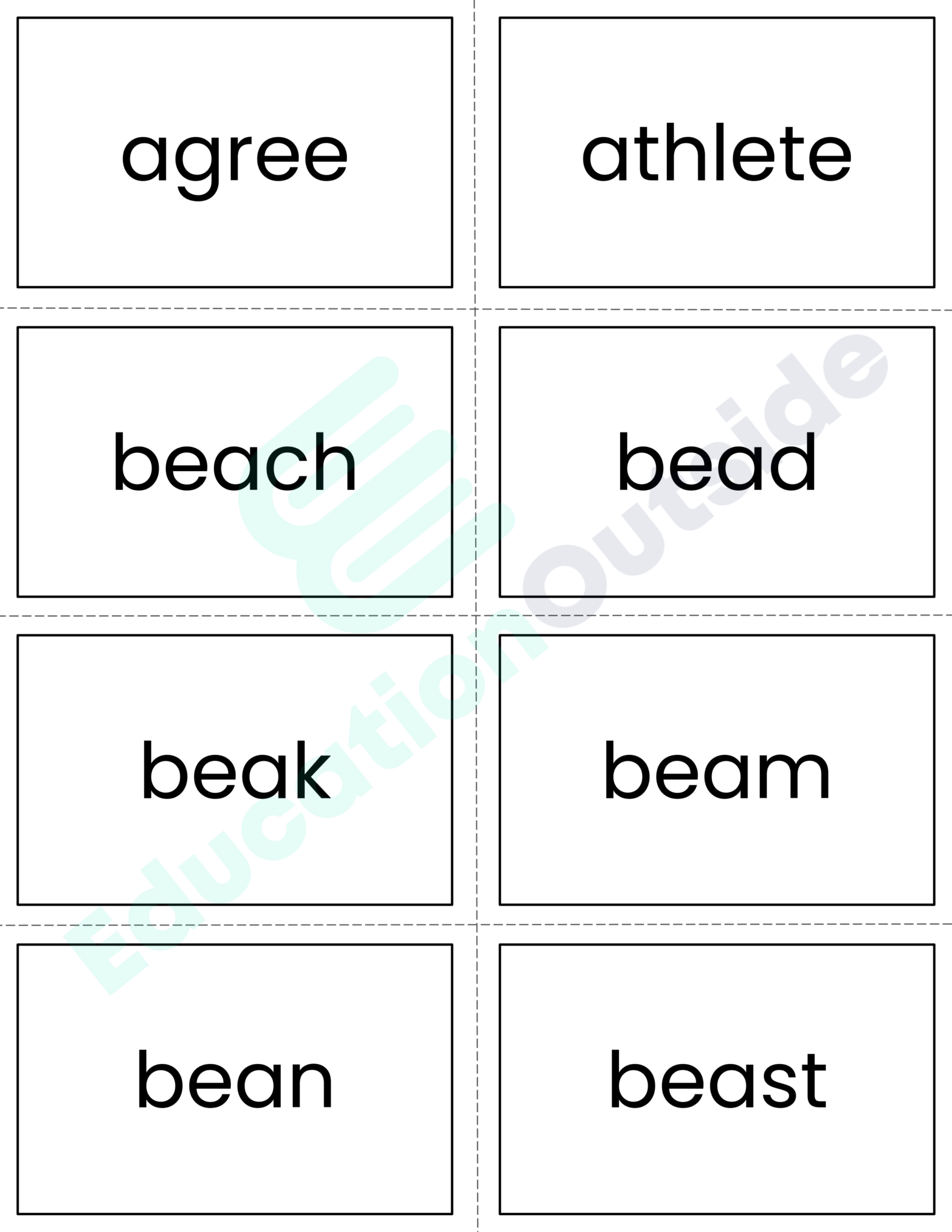 Long e Flashcards - No Prep - Print and Practice