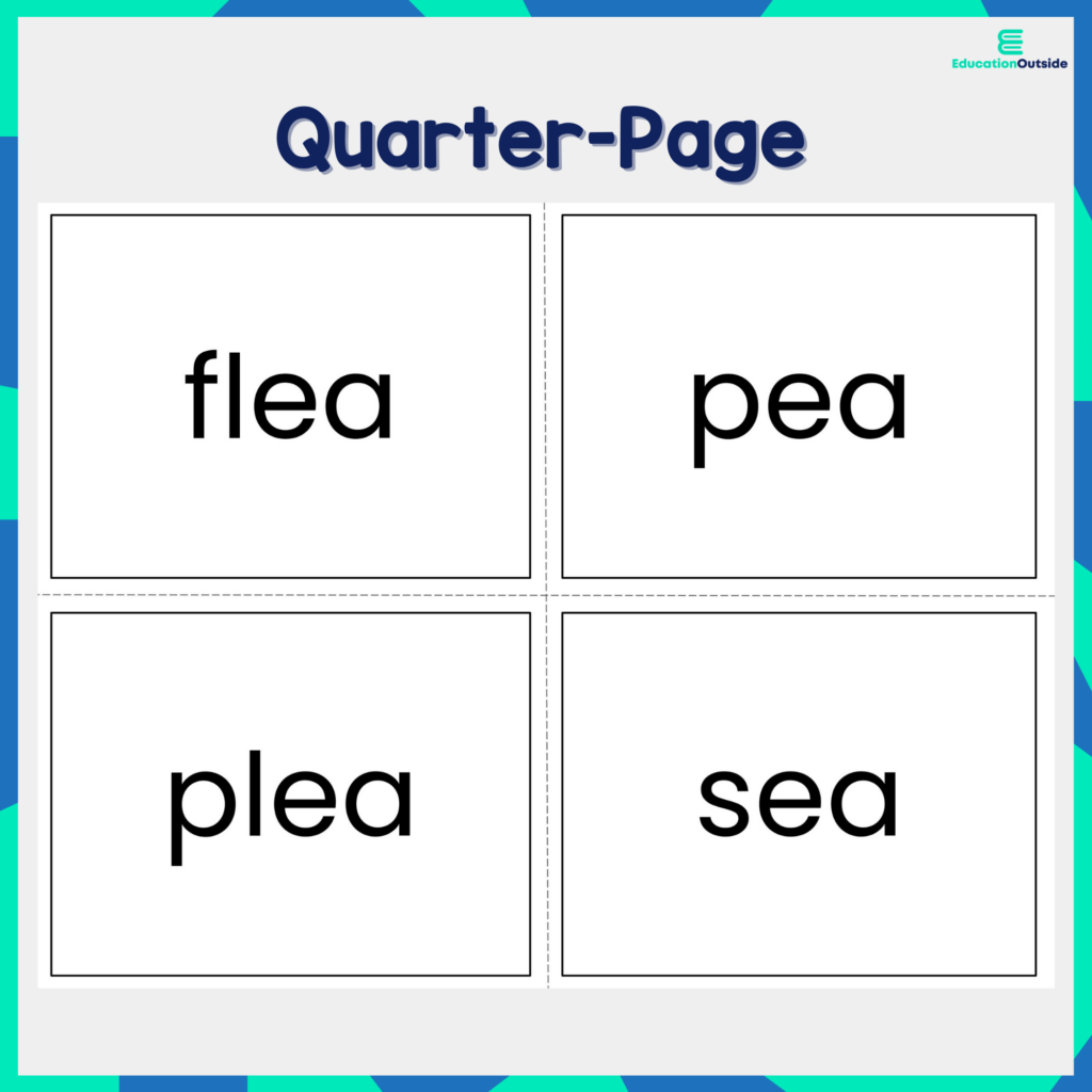 Long e Vowel Teams Flashcards - 3 Sizes Included - No Prep!