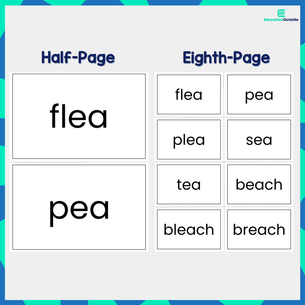 Long e Vowel Teams Flashcards - 3 Sizes Included - No Prep!