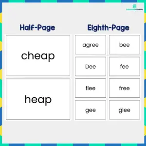 Long e Word Family Flashcards ( -eap, -ee, -eam, -eat, -eep, -eak, -ead ...