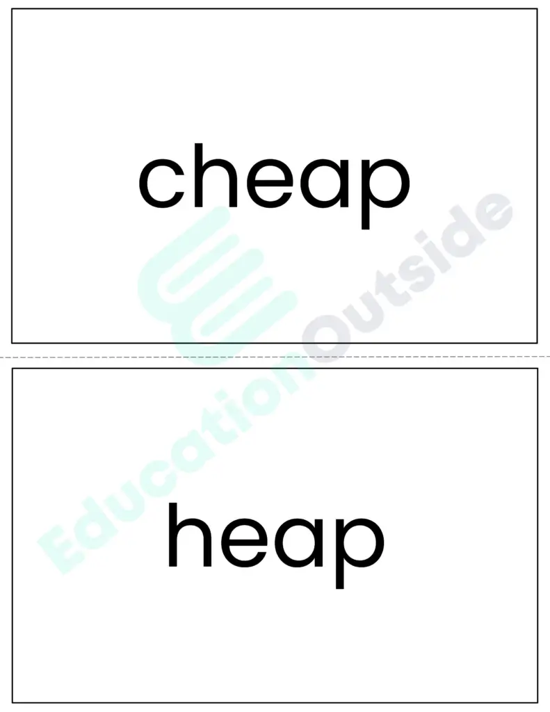 Long e Word Family Flashcards ( -eap, -ee, -eam, -eat, -eep, -eak, -ead ...