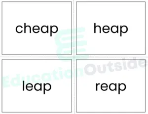 Long e Word Family Flashcards ( -eap, -ee, -eam, -eat, -eep, -eak, -ead ...