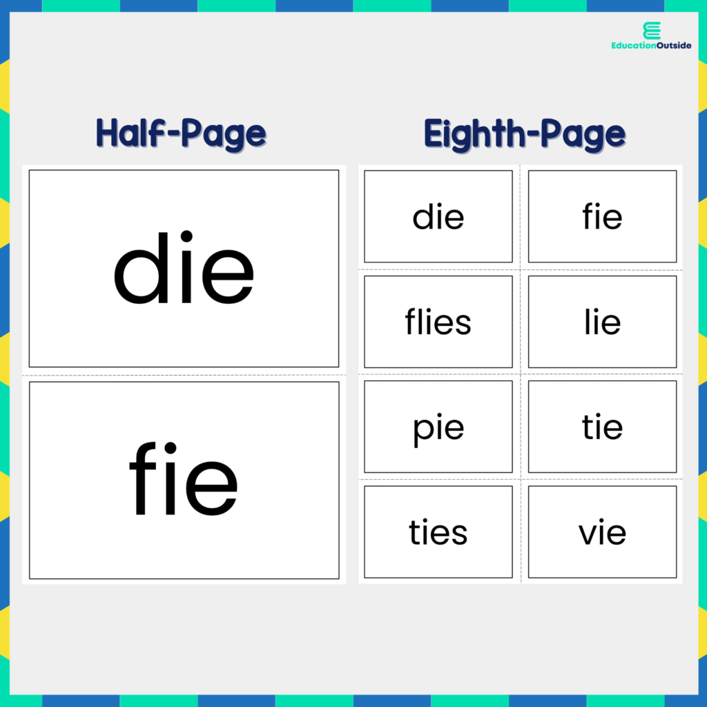 Long i Vowel Teams Flashcards - 3 Sizes Included - No Prep!