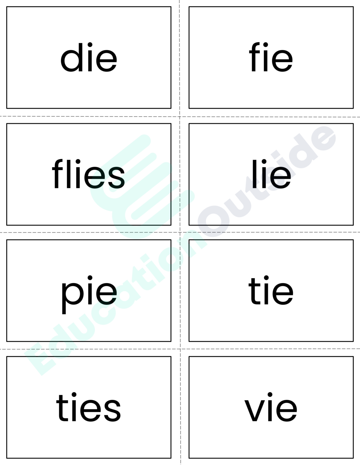 Long i Vowel Teams Flashcards - 3 Sizes Included - No Prep!