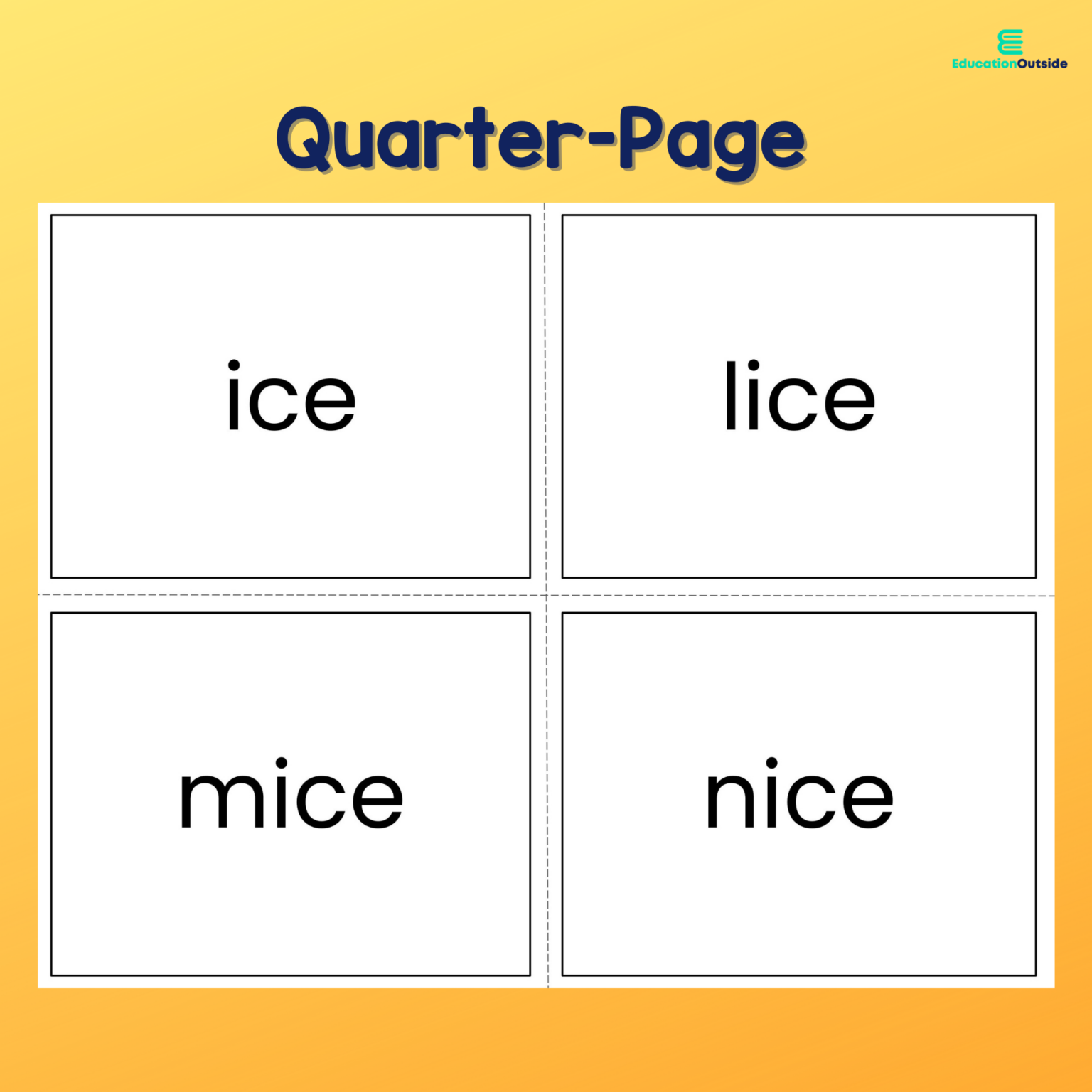 Long i Word Family Flashcards (-ice, -ide, -ive, -ime, -ite, -ike, -ile ...
