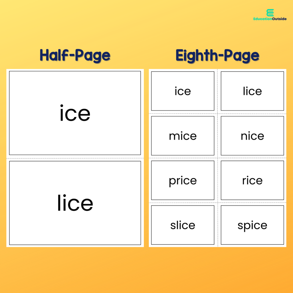 Long i Word Family Flashcards (-ice, -ide, -ive, -ime, -ite, -ike, -ile ...