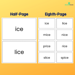 Long i Word Family Flashcards (-ice, -ide, -ive, -ime, -ite, -ike, -ile ...
