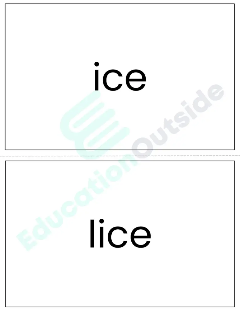 Long i Word Family Flashcards (-ice, -ide, -ive, -ime, -ite, -ike, -ile ...