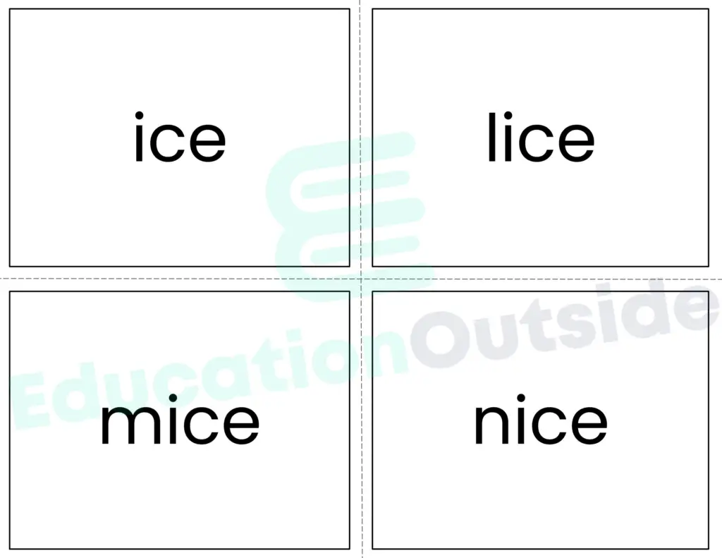 Long i Word Family Flashcards (-ice, -ide, -ive, -ime, -ite, -ike, -ile ...
