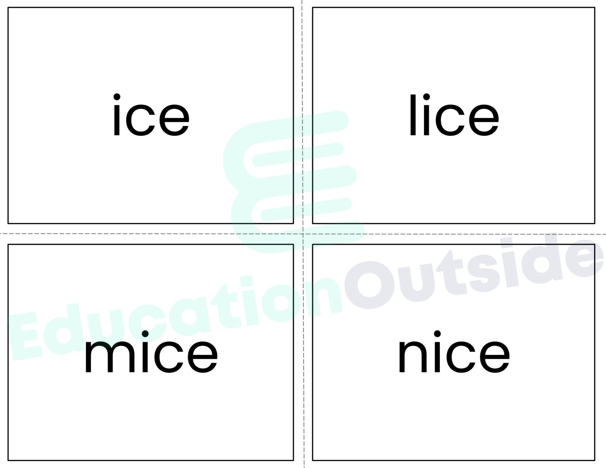 Long i Word Family Flashcards (-ice, -ide, -ive, -ime, -ite, -ike, -ile ...