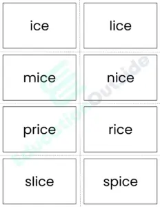 Long i Word Family Flashcards (-ice, -ide, -ive, -ime, -ite, -ike, -ile ...
