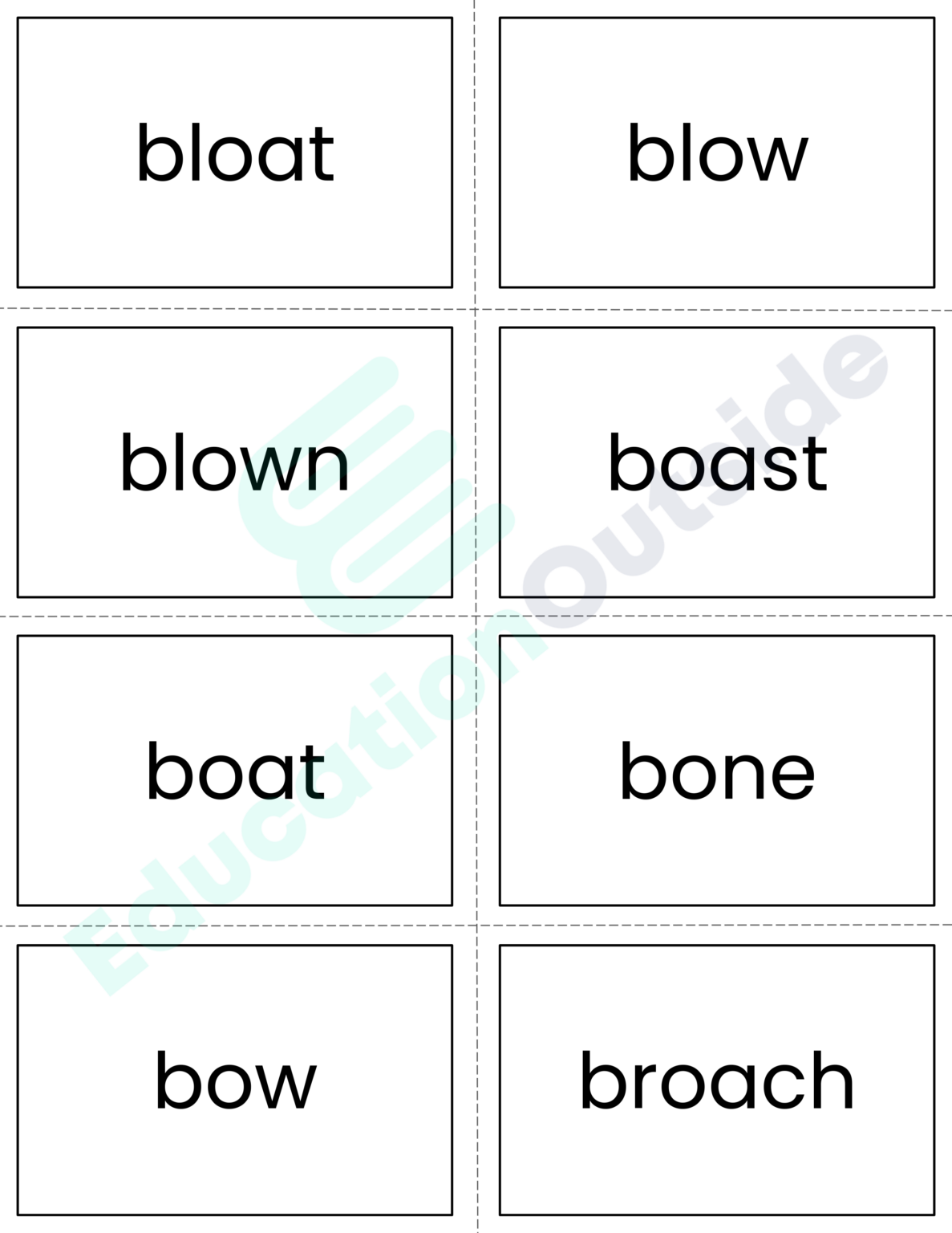 Long o Flashcards - No Prep - Print and Practice