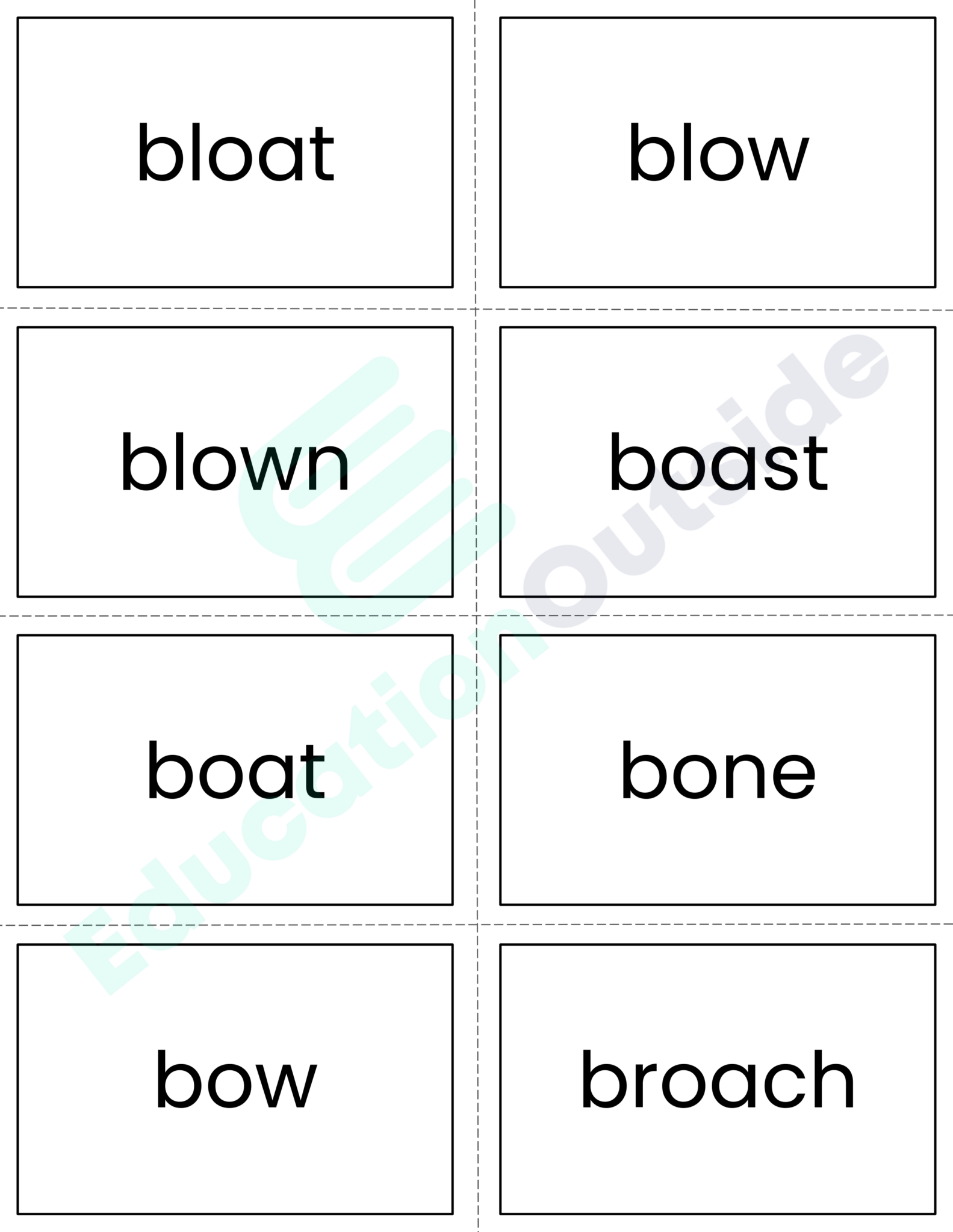 Long o Flashcards - No Prep - Print and Practice