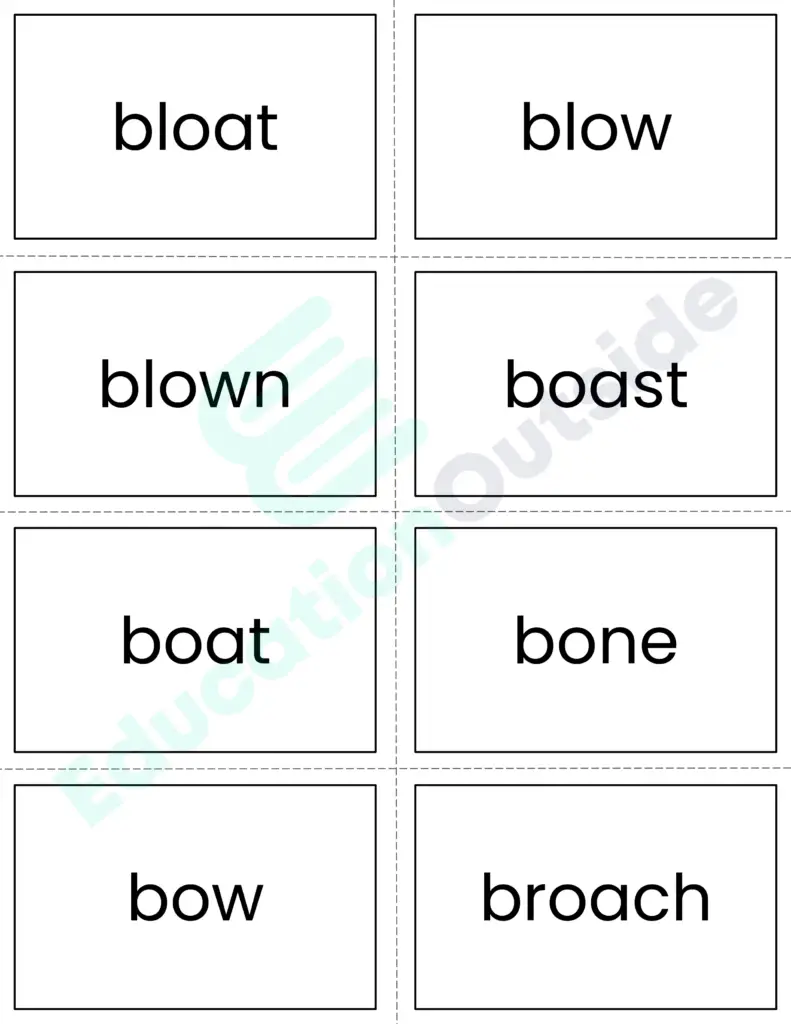 Long o Flashcards - No Prep - Print and Practice