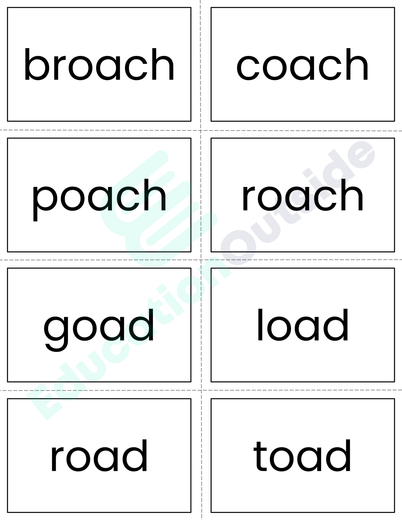 Long o Vowel Teams Flashcards - 3 Sizes Included - No Prep!