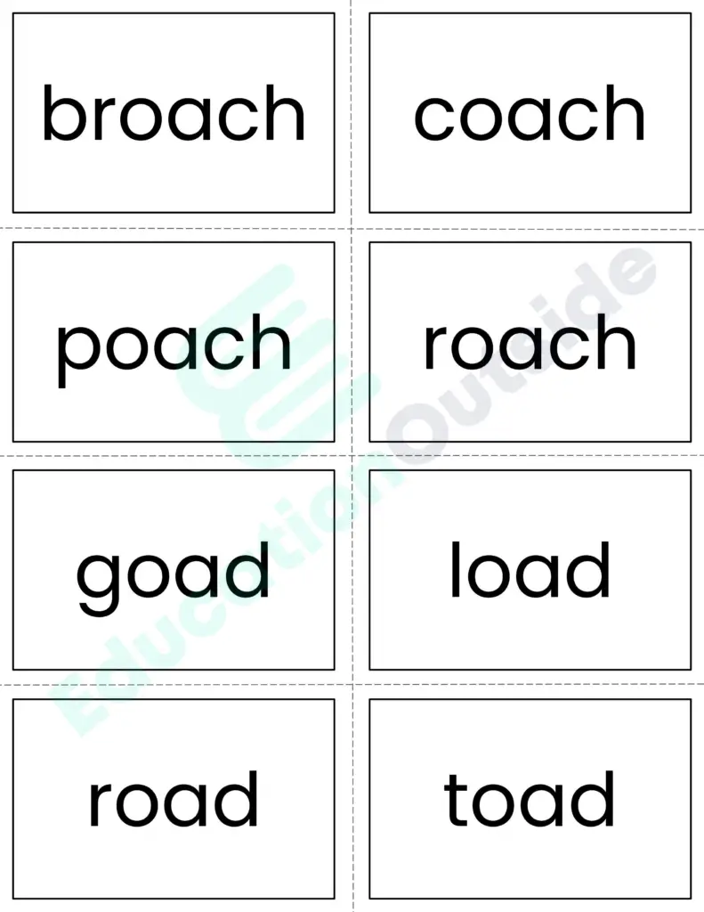 Long o Vowel Teams Flashcards - 3 Sizes Included - No Prep!