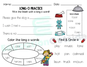 Long o Worksheets - Color and B&W Versions Included!
