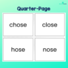 Long o Word Family Flashcards (-ose, -one, -obe, -ome, -ote, -oke, -ole ...