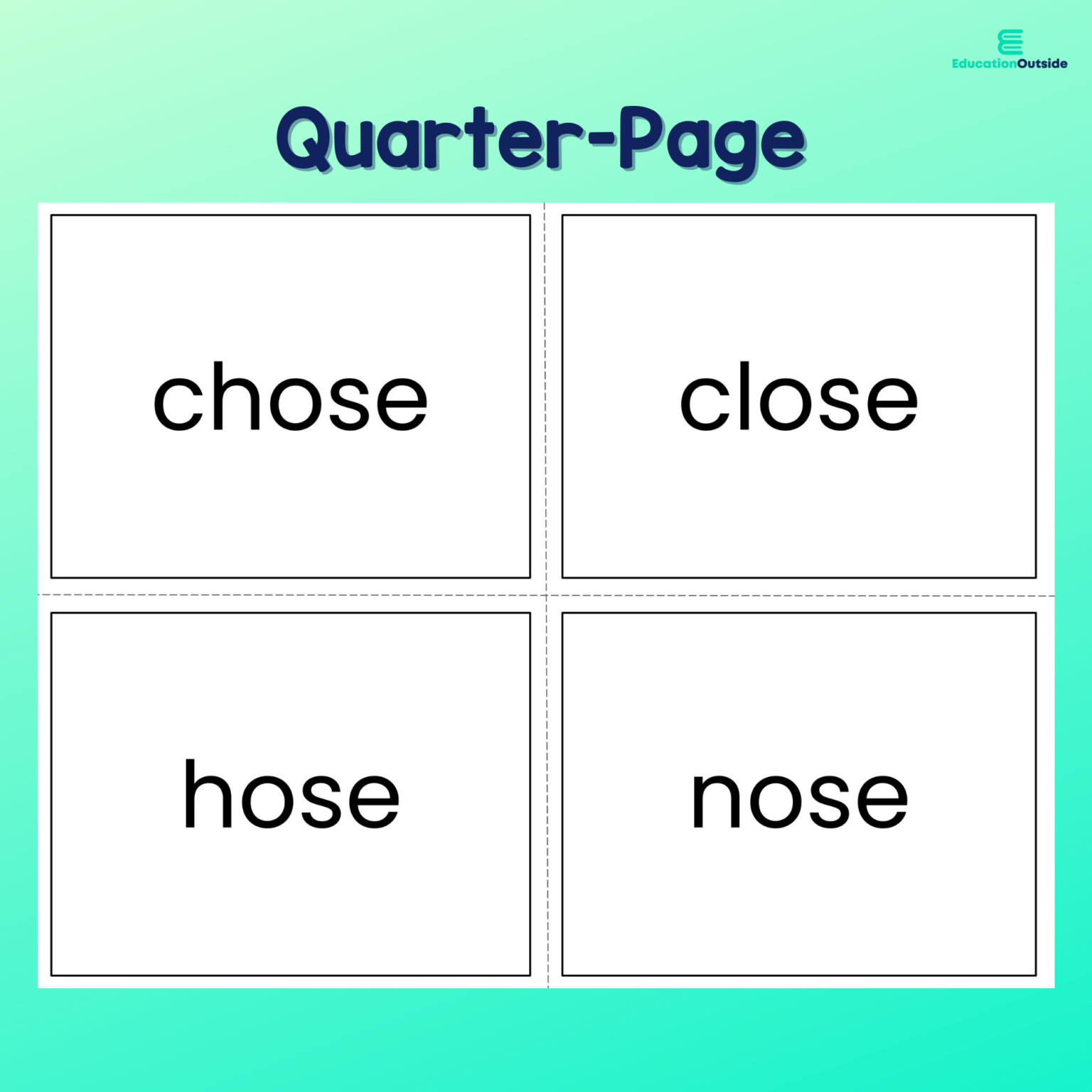 Long o Word Family Flashcards (-ose, -one, -obe, -ome, -ote, -oke, -ole ...